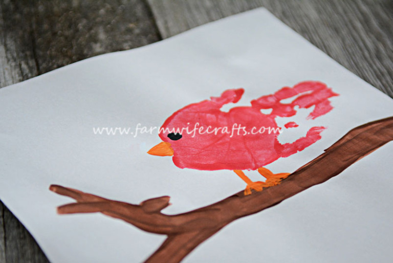 Red Cardinal Handprint Craft - The Farmwife Crafts